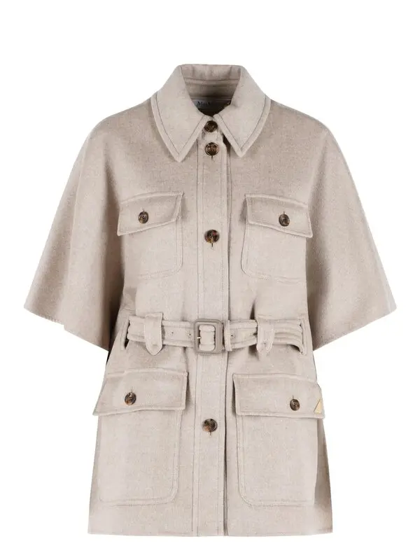 Max Mara Nettare' Beige Cashmere Cape - Cream