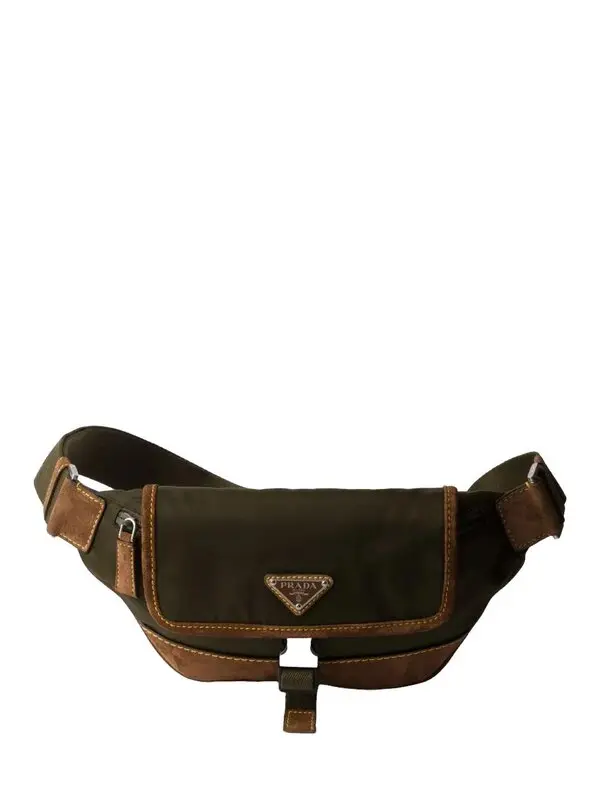 Prada Re-nylon And Suede Belt Bag - Green