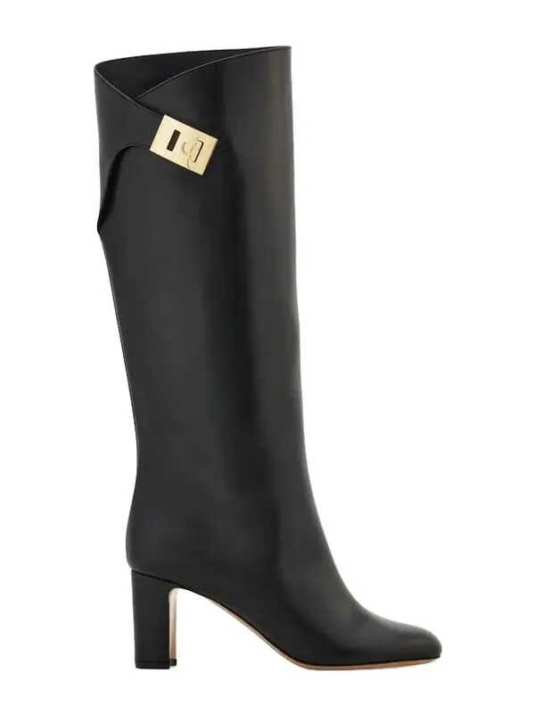 FERRAGAMO Leather Shaft-style Boots - Black