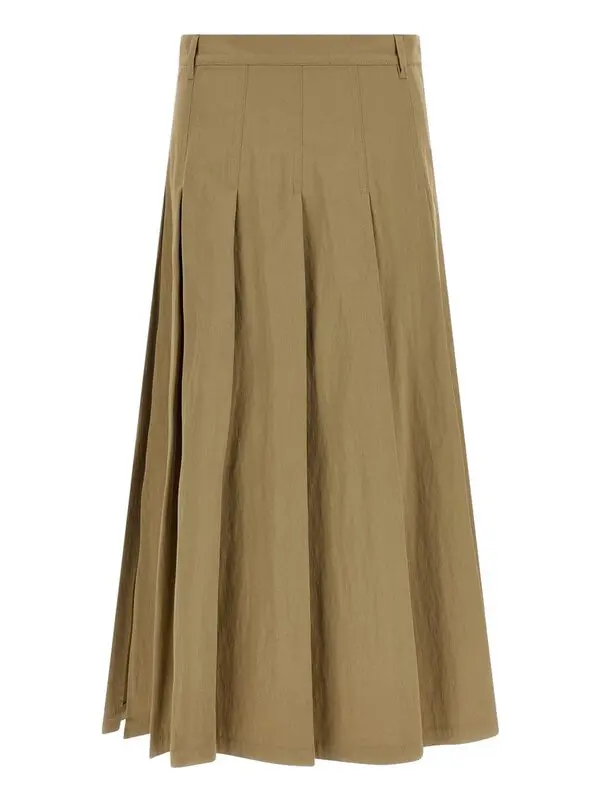 Max Mara Orme Long Cotton Blend Skirt - Brown