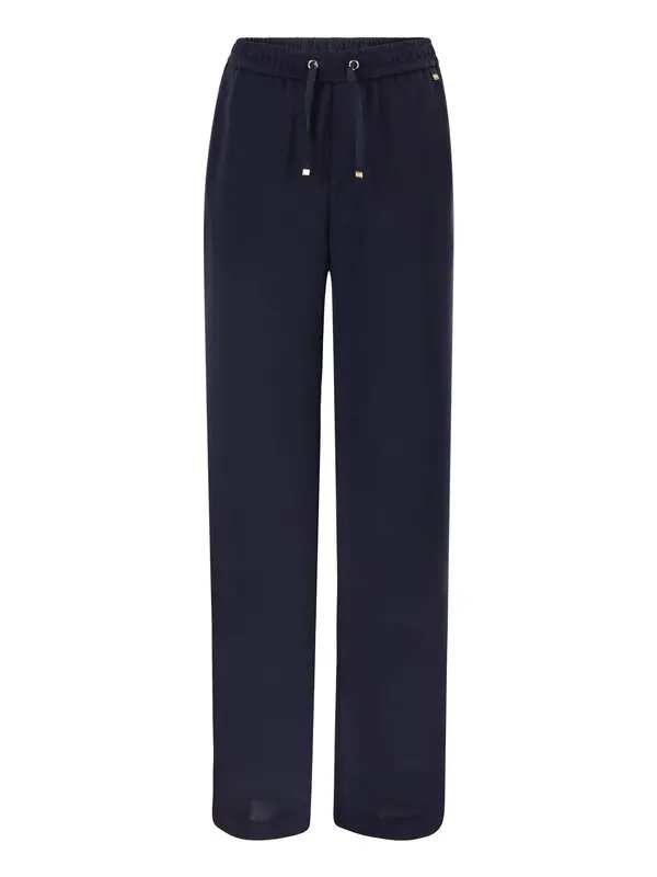 Herno Flowing Wide-leg Trousers With Drawstring - Blue