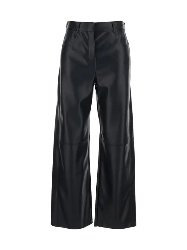 Max Mara S Black Pants With Belt Loops And Applied Pockets On The Back In Ecoleather For - Multicolor