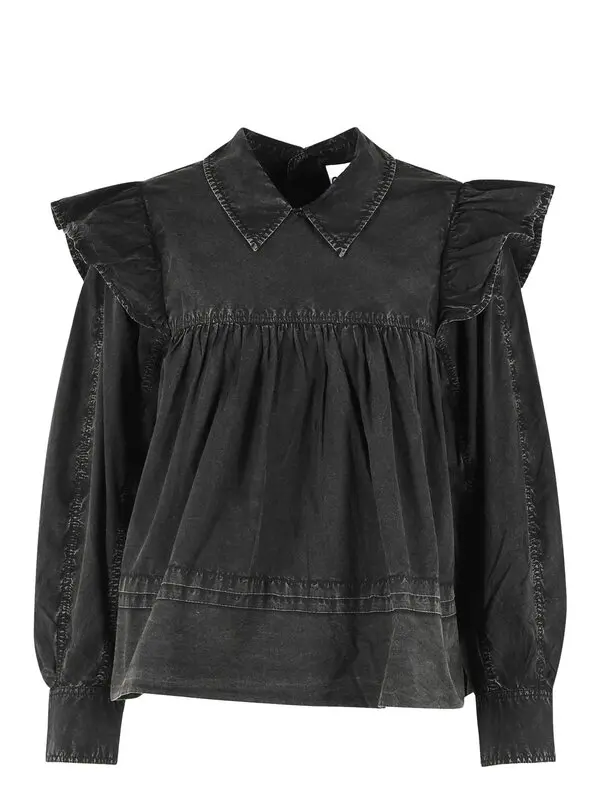 GANNI Organic Cotton Blouse - Black