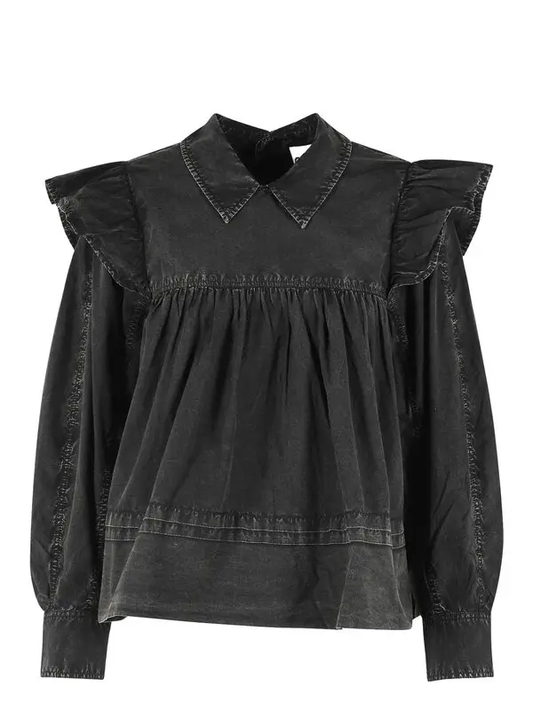 GANNI Organic Cotton Blouse - Black