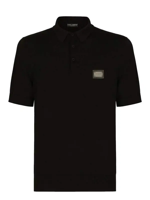 Dolce & Gabbana Virgin Wool Polo With Logo - Black