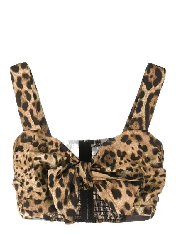 Dolce & Gabbana Leopard Print Cotton Top - Multicolor