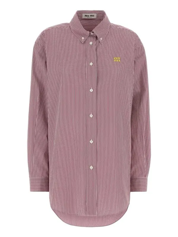 Miu Miu Embroidered Poplin Oversize Shirt - Multicolor