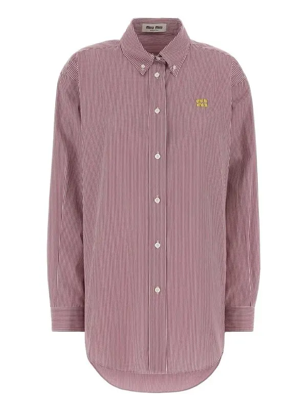 Miu Miu Embroidered Poplin Oversize Shirt - Multicolor