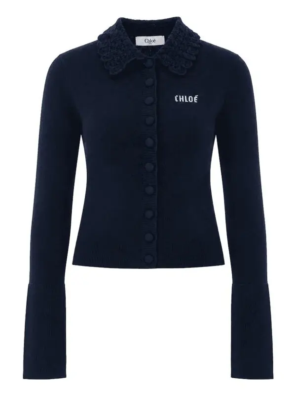 Chloé Logo Slim Cardigan - Blue