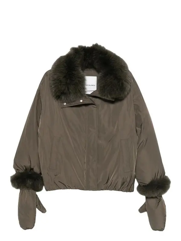 YVES SALOMON Padded Fur Jacket - Brown