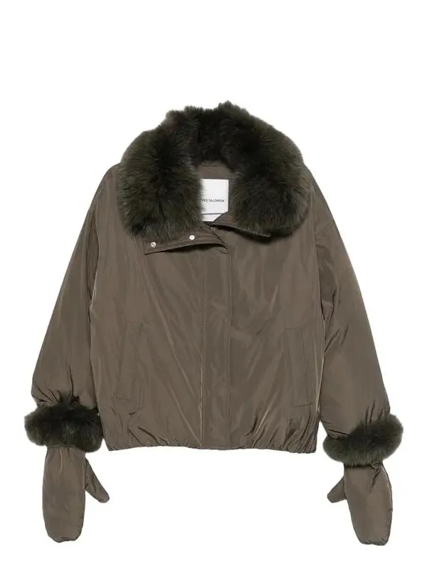YVES SALOMON Padded Fur Jacket - Brown