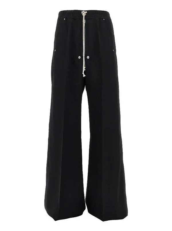 Rick Owens Wool Canvas Wide Bela Pants - Black