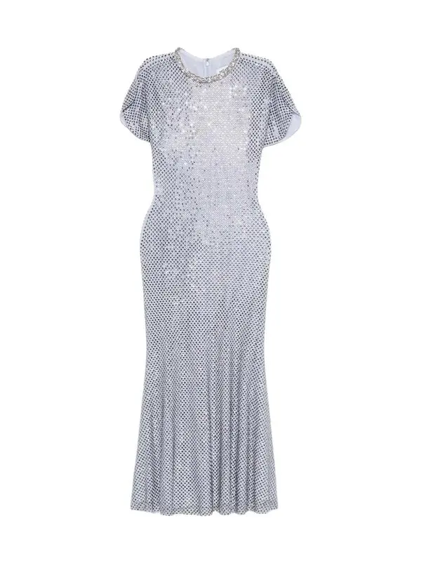 SELF-PORTRAIT Midi Dress With Rhinestones - Blue