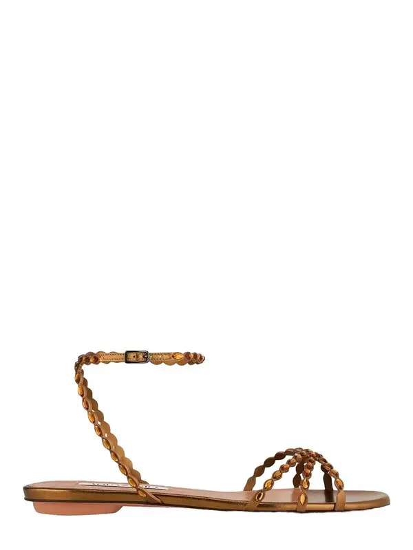 AQUAZZURA Love Struck Flat Sandals - Gold