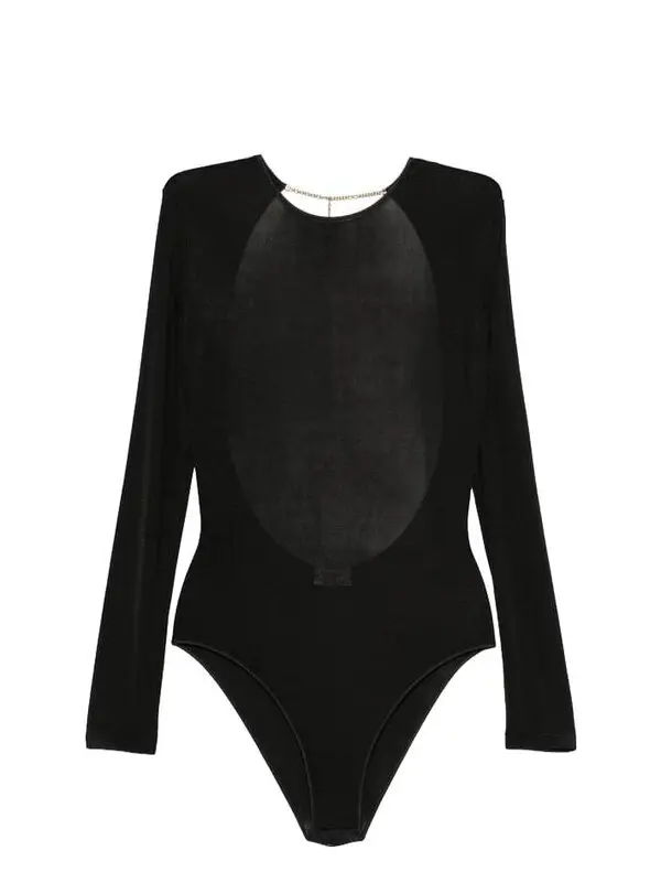 Saint Laurent Open-back Long-sleeve Bodysuit - Black