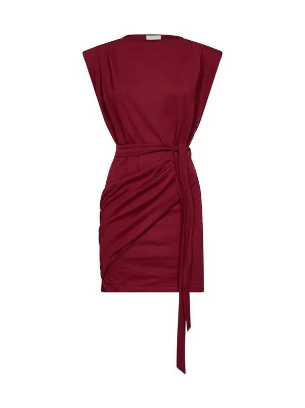 Isabel Marant Étoile Marant Dark Burgundy Jersey Marielle Draped Mini Dress - Multicolor