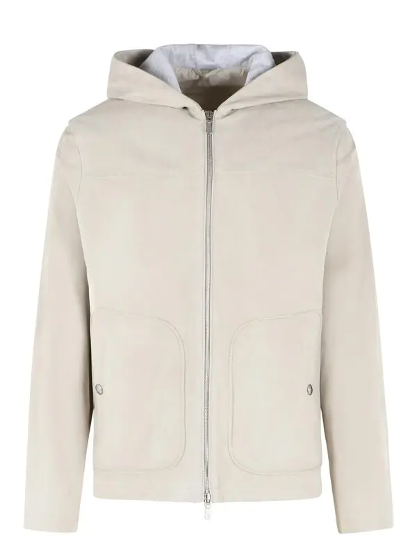 Eleventy Sheepskin Hooded Jacket - Cream