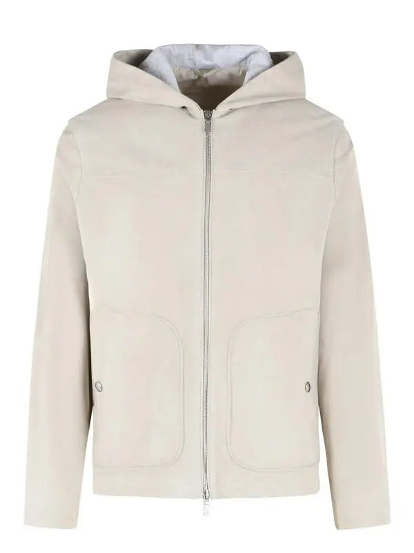 Eleventy Sheepskin Hooded Jacket - Cream