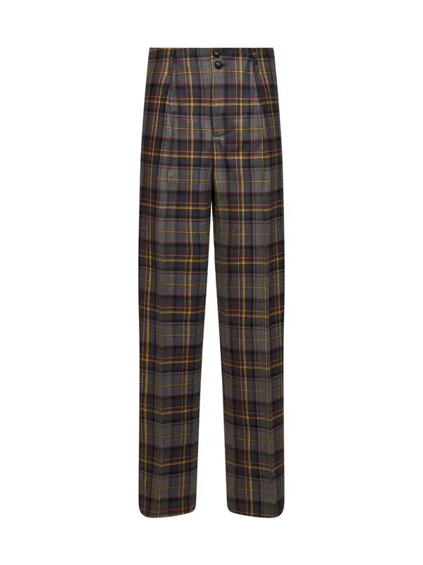 Etro Stretch Wool Check Trousers - Multicolor