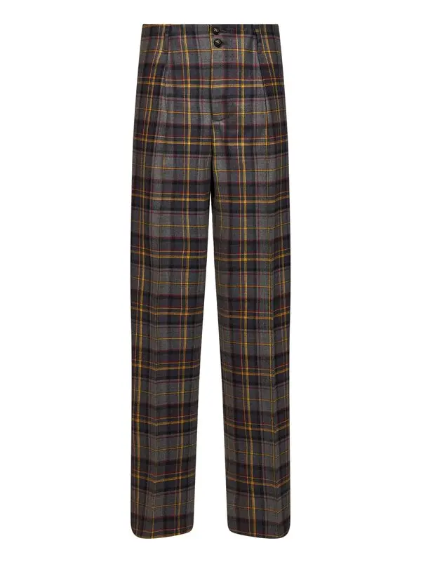 Etro Stretch Wool Check Trousers - Multicolor