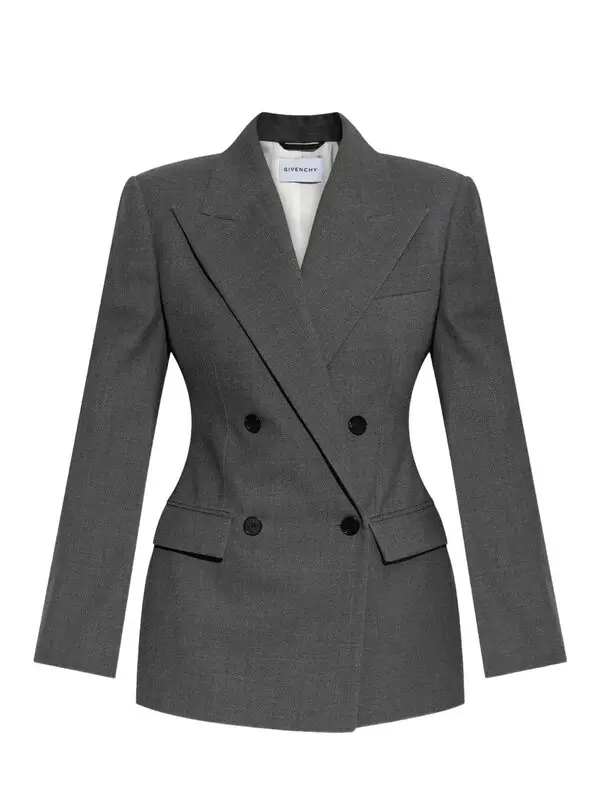 Givenchy Double-breasted Wool Structured Jacket - Gray