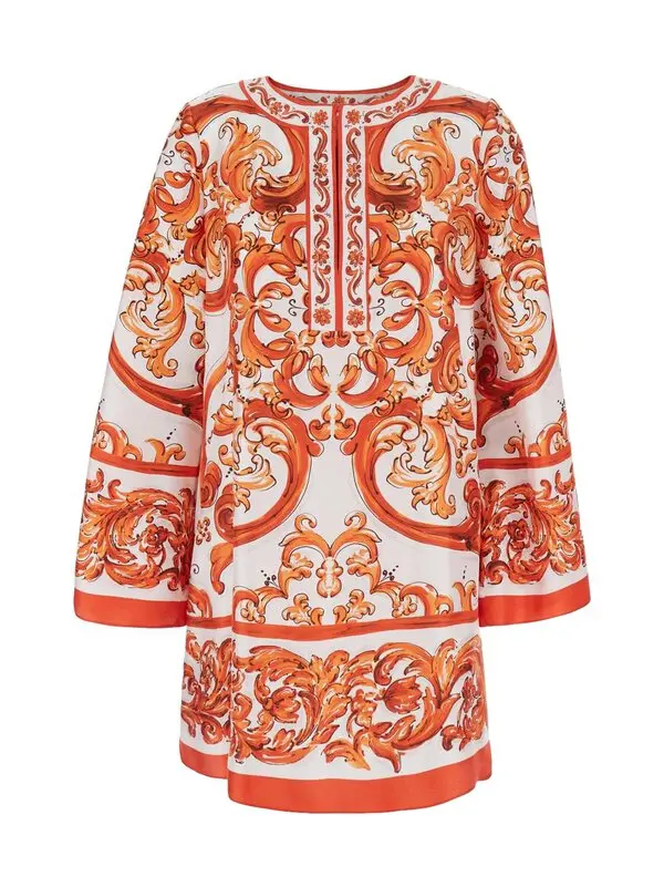 Dolce & Gabbana Maiolica Motif Silk Mini Dress - Multicolor