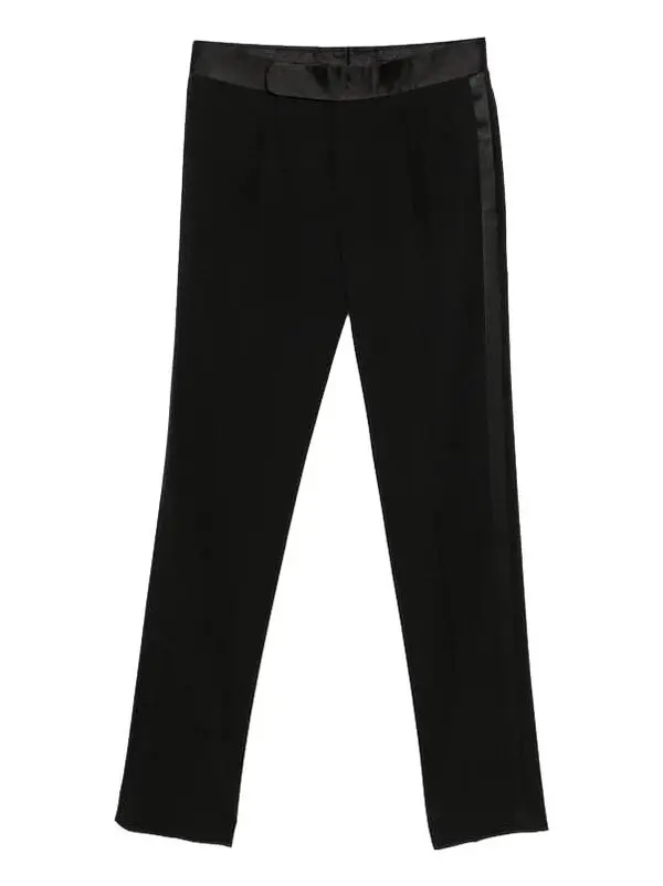 Giorgio Armani Tailored Satin-trim Trousers - Black