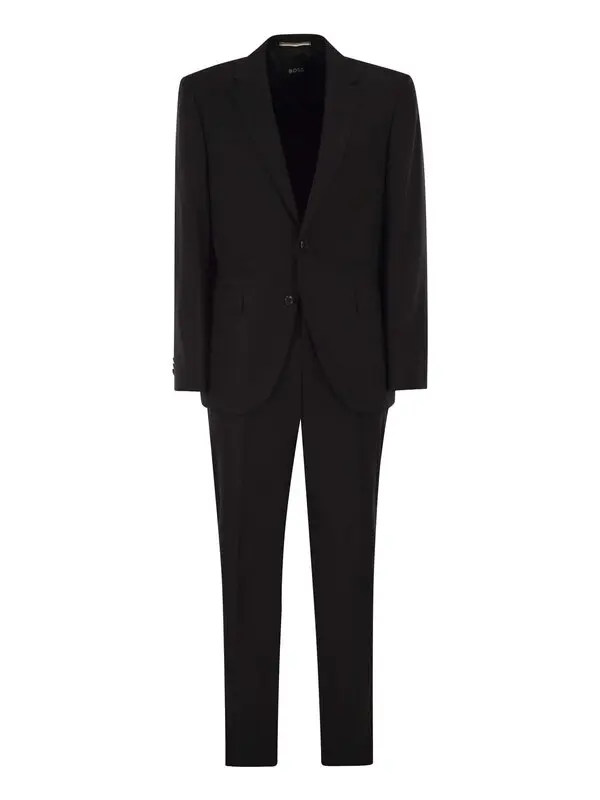 BOSS Regular Fit Suit In Wool And Elastane Blend - Black