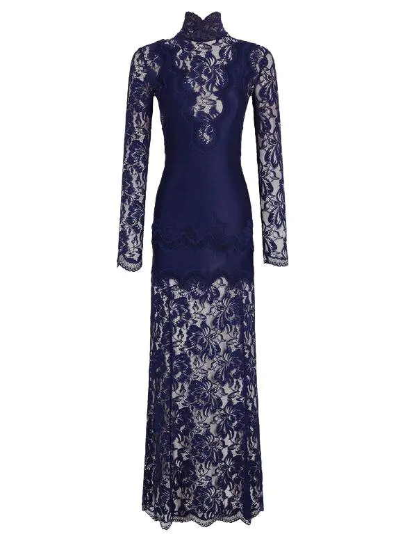 Rabanne Floral Lace Dress - Blue