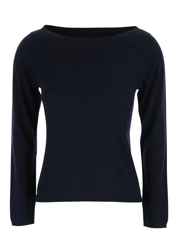 Max Mara Faretra' Blue Sweater With Boat Neck In Cashmere - Multicolor