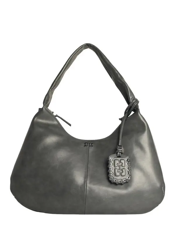 GANNI Bou Xxl' Grey Leather Blend Bag - Gray