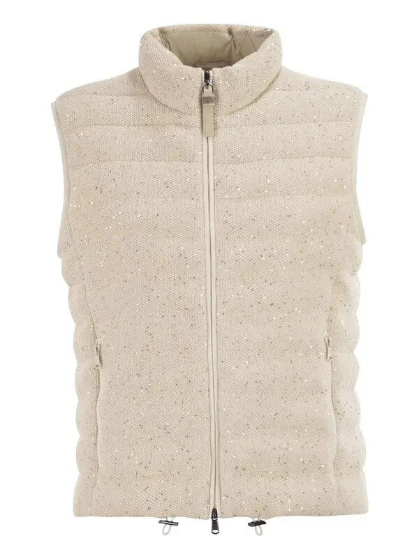 Brunello Cucinelli Padded Cotton Waistcoat With Sequins - Multicolor
