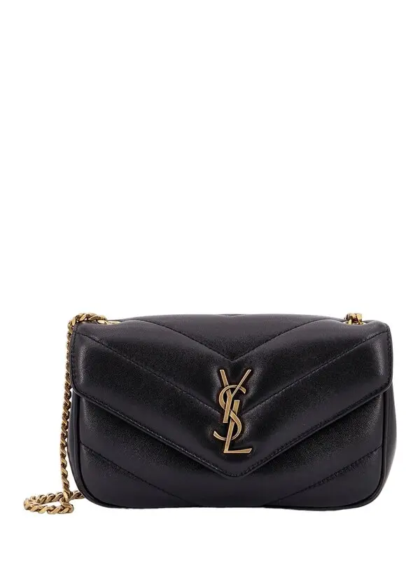 Saint Laurent Loulou Mini Leather Crosbody Bag With Chevron Stitching - Multicolor