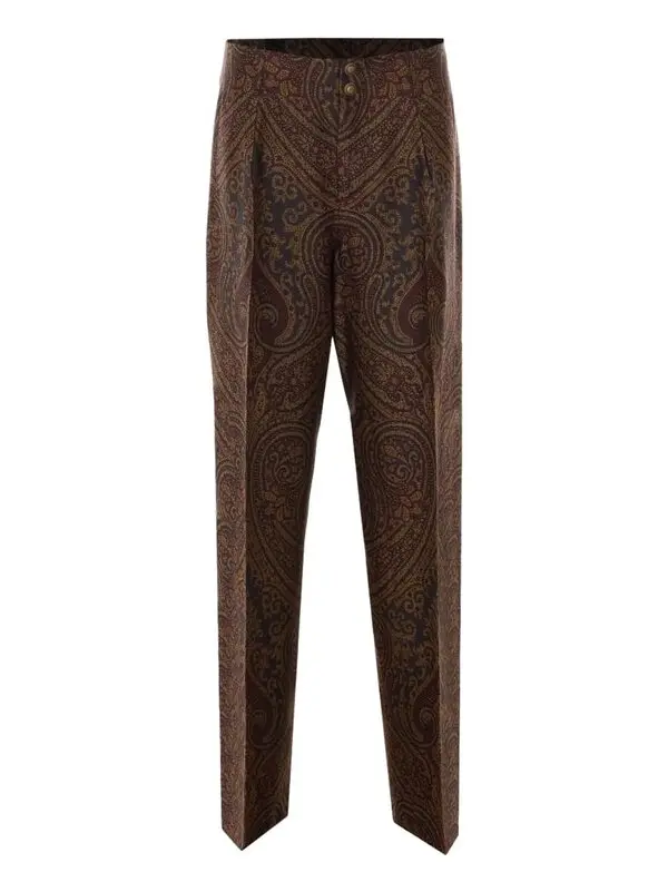 Etro Paisley Motif Pants - Brown