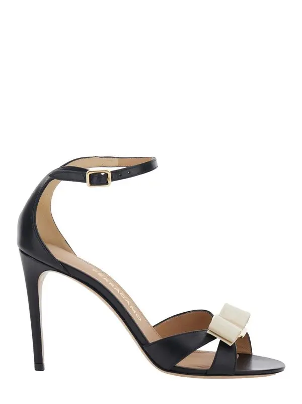FERRAGAMO Leather Bow High Heel Sandal - Multicolor
