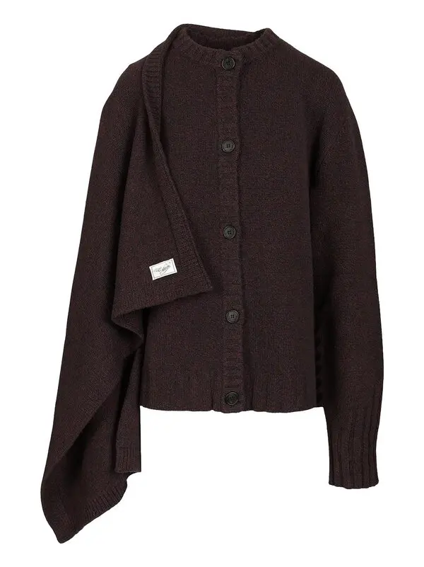 Attico Cardigan With Draped Details - Brown