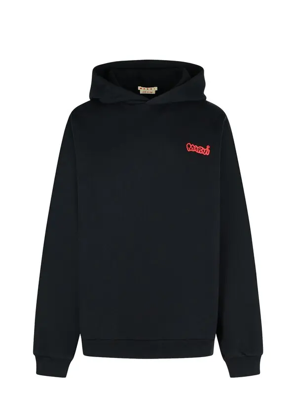 Marni Cotton Hooded Sweatshirt - Black