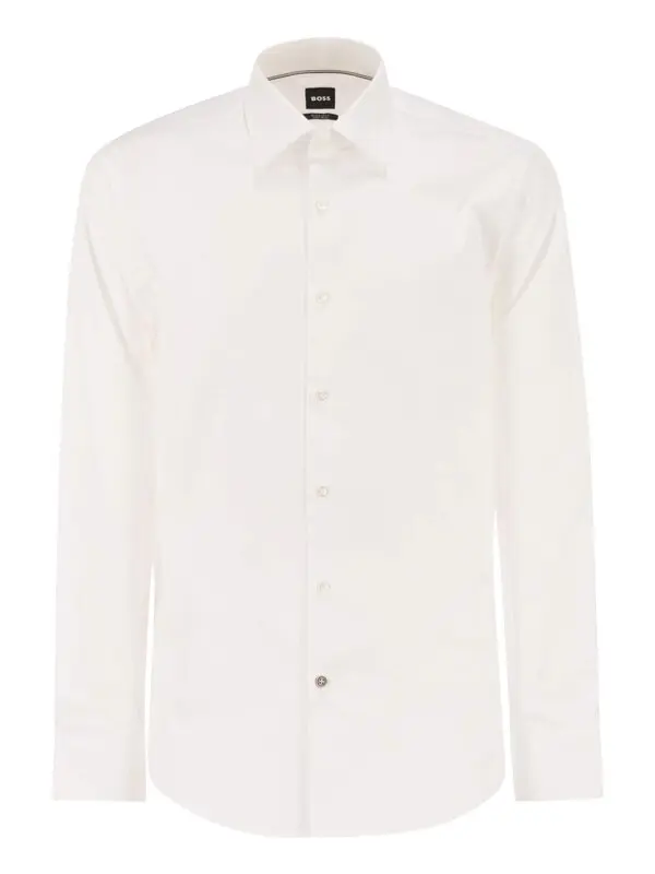 BOSS Regular Fit Shirt In Easy-iron Cotton Poplin - White