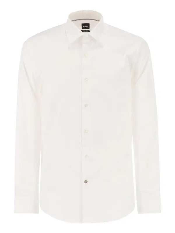 BOSS Regular Fit Shirt In Easy-iron Cotton Poplin - White