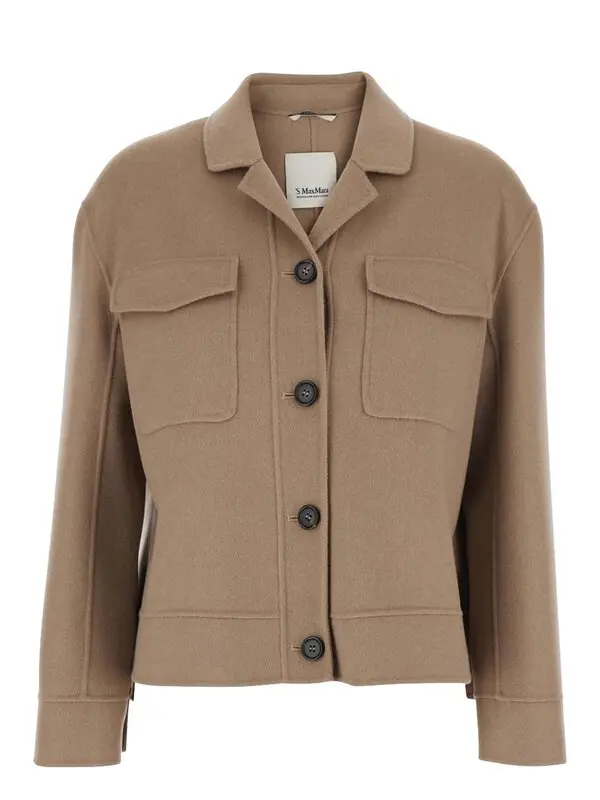 Max Mara S 'simona' Beige Jacket With Notched Revers And Two Patch Pockets On The Front In Wool For - Multicolor