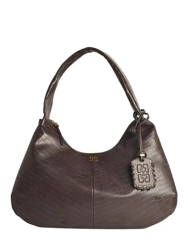GANNI Bou Croco Xxl' Recycled Leather Blend Bag - Brown