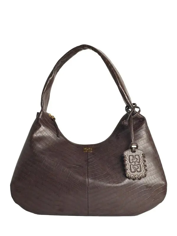 GANNI Bou Croco Xxl Recycled Leather Blend Bag - Brown