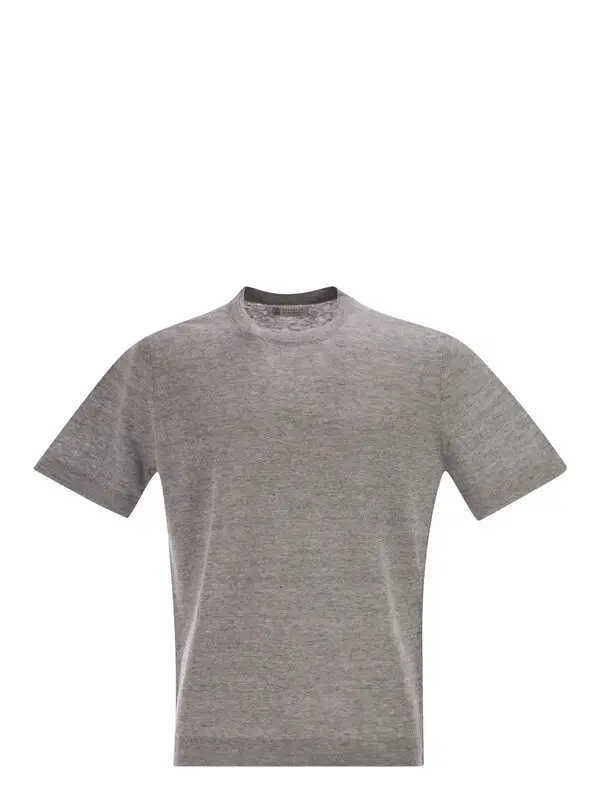 Brunello Cucinelli Linen And Cotton Crew Neck T-shirt - Gray
