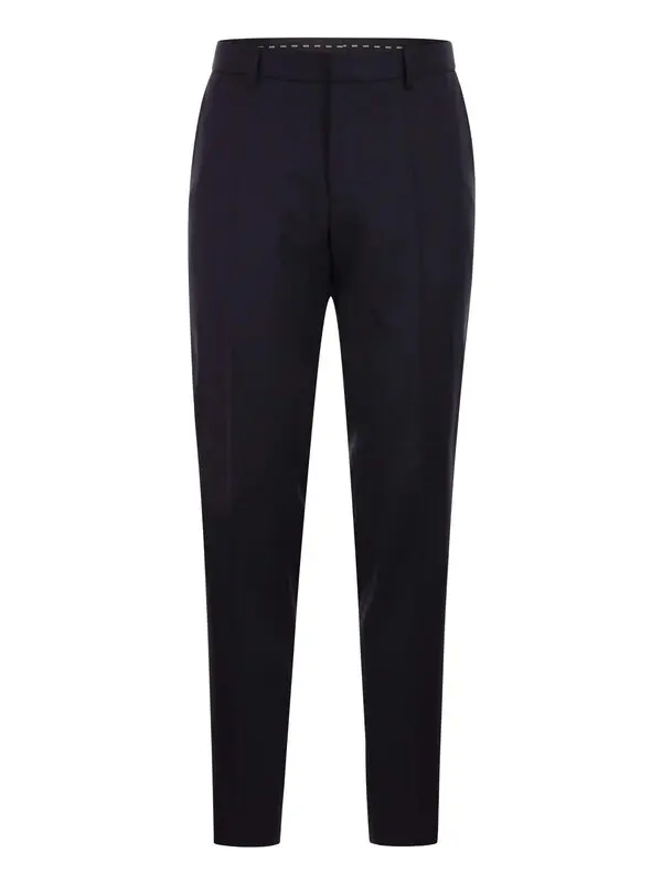 BOSS Slim Fit Trousers In Virgin Wool Serge - Blue