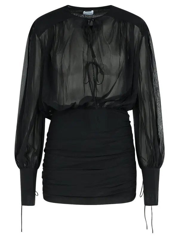 Andamane Yulia Silk Mini Dress - Black