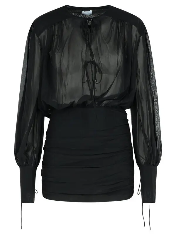 Andamane Yulia Silk Mini Dress - Black