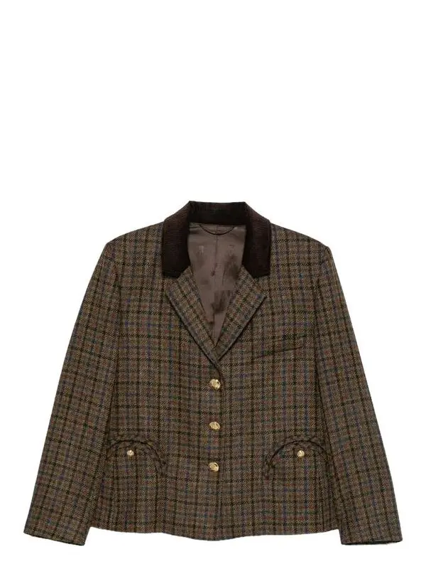 BLAZÉ MILANO Checked Virgin Wool Blazer - Brown
