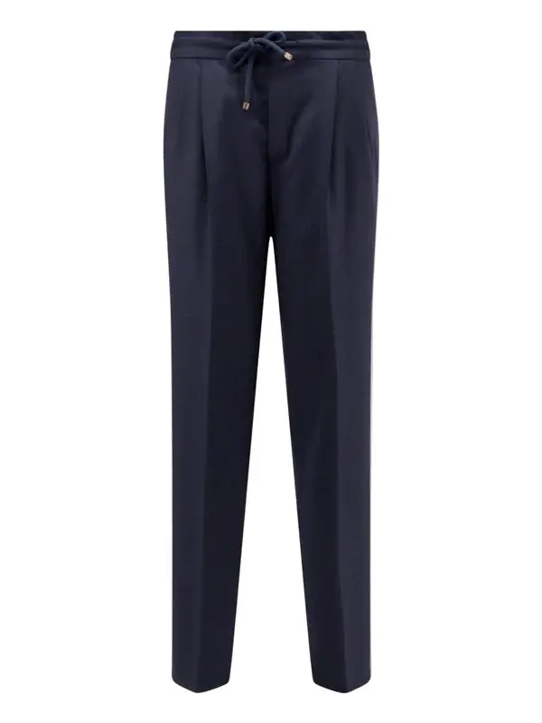 Brunello Cucinelli Virgin Wool Trousers With Adjustable Drawstring - Multicolor