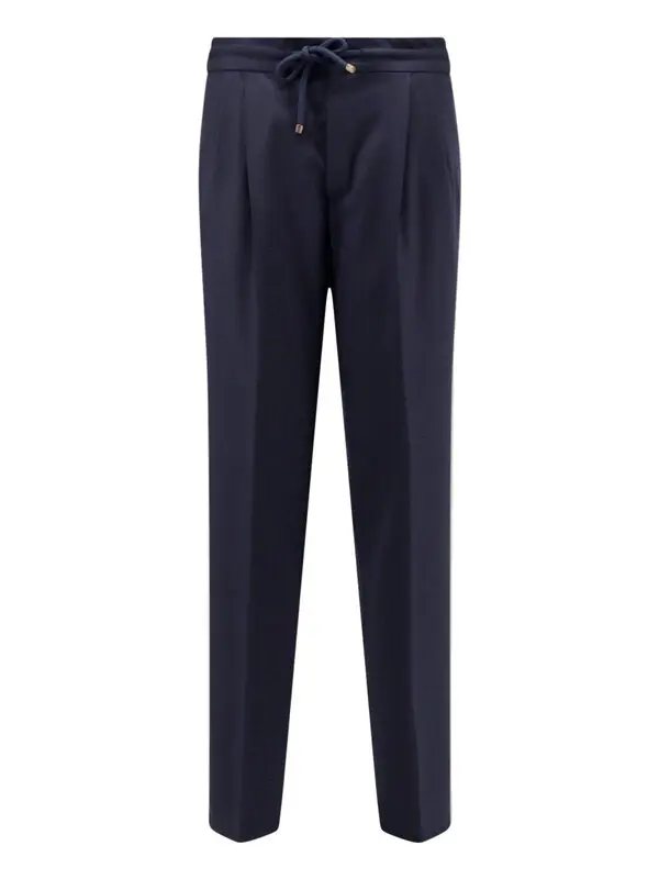 Brunello Cucinelli Virgin Wool Trousers - Dark Blue