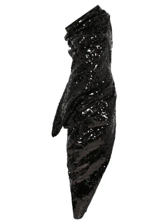 Rick Owens Sequin Embellished One-shoulder Evening Dress - Black